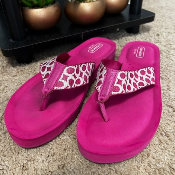 Coach | Shoes | Coach Flip Flop Pink Slides Size 8 | Poshmark
